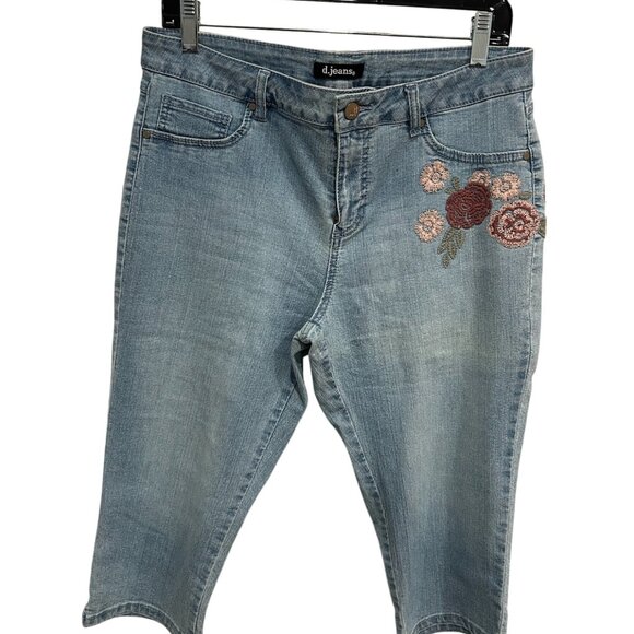 d. jeans | Shorts | Djeans Womens Denim Floral Embroidery Capri Jeans ...
